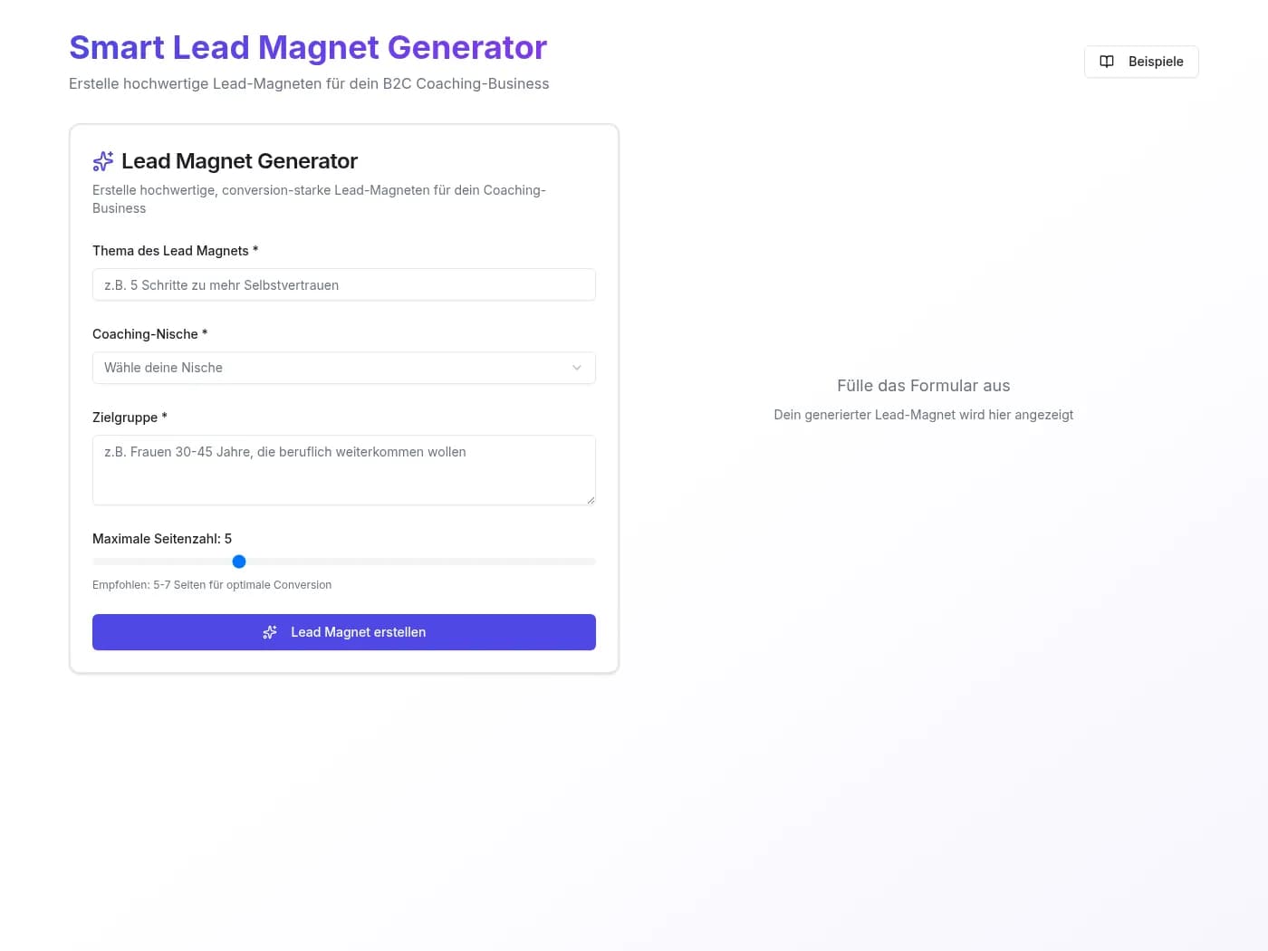 Smart Lead Magnet Generator for B2C Coaches