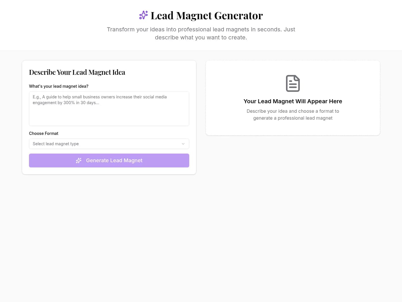 Lead Magnet Generator Platform