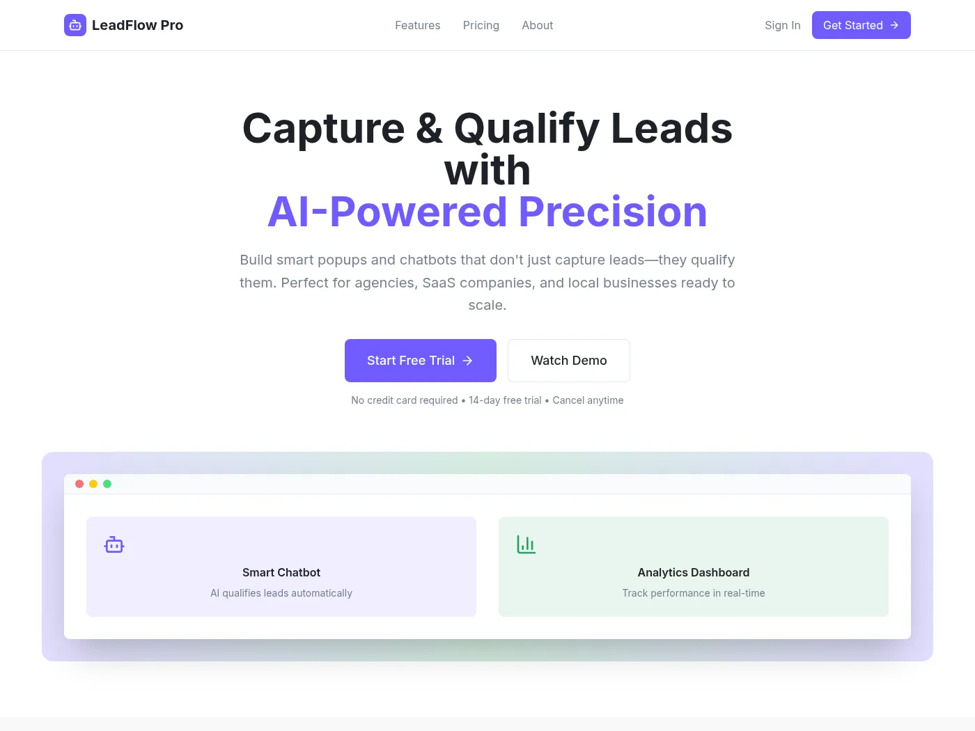 Lead Qualification Chatbot & Popup Platform