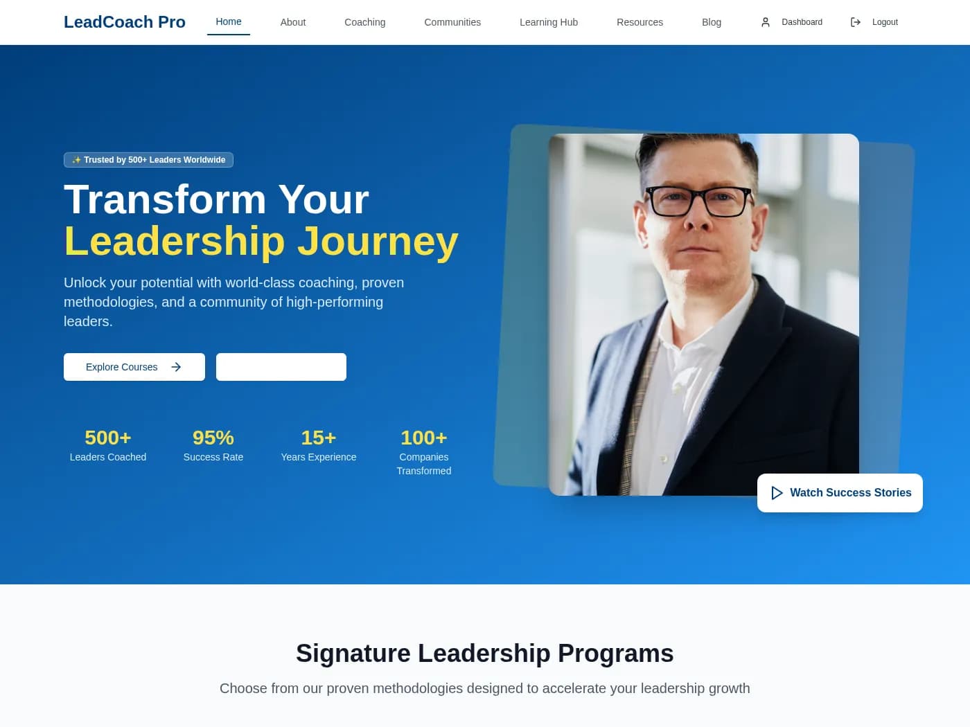 LeadCoach Pro: Modern Leadership Coaching & E-Learning Platform