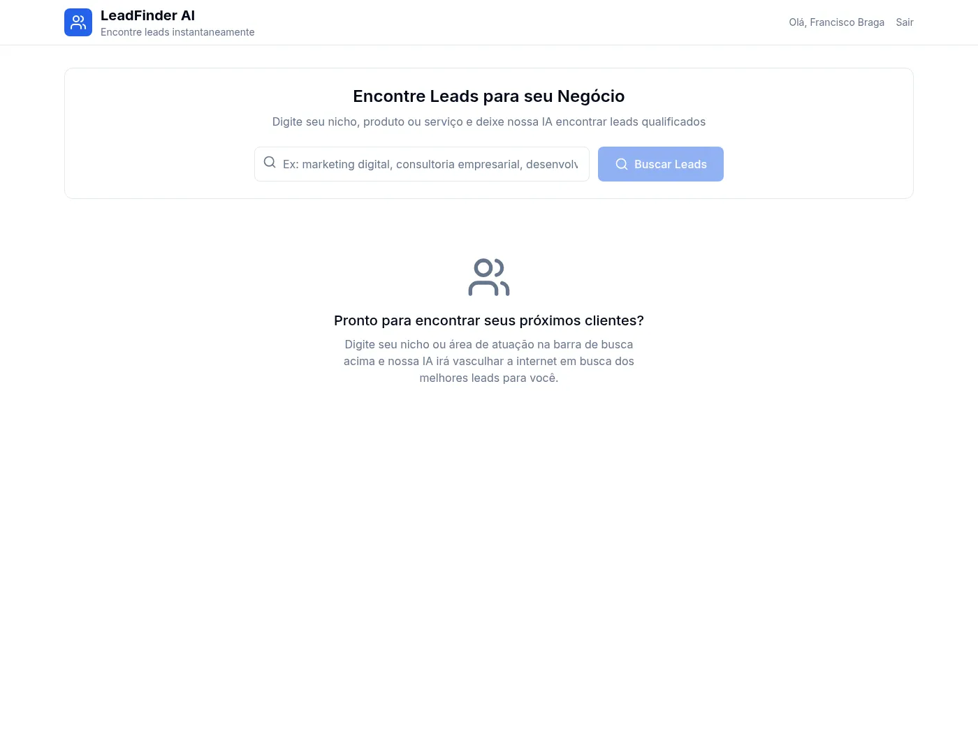 LeadFinder AI: Gere Leads Instantâneos pelo Nicho no Buscador