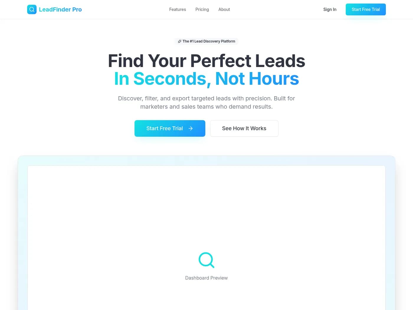 LeadFinder Pro – Modern Lead Discovery & Outreach Dashboard for Marketers