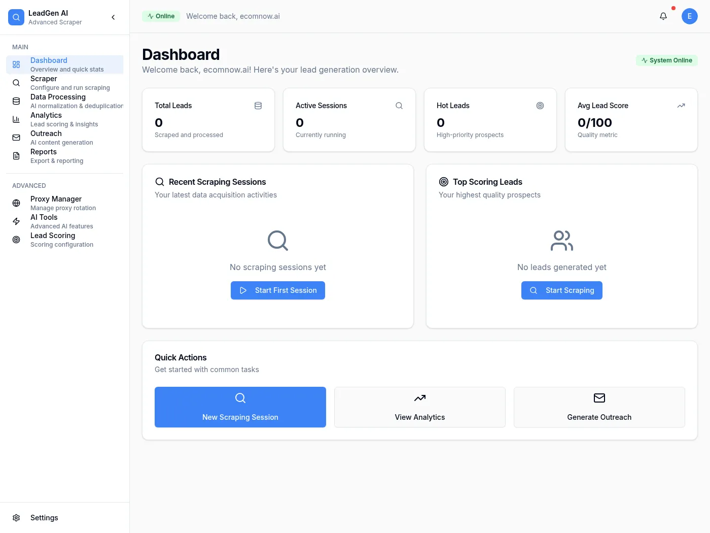 LeadGen AI: Advanced Web Scraper & Outreach Platform
