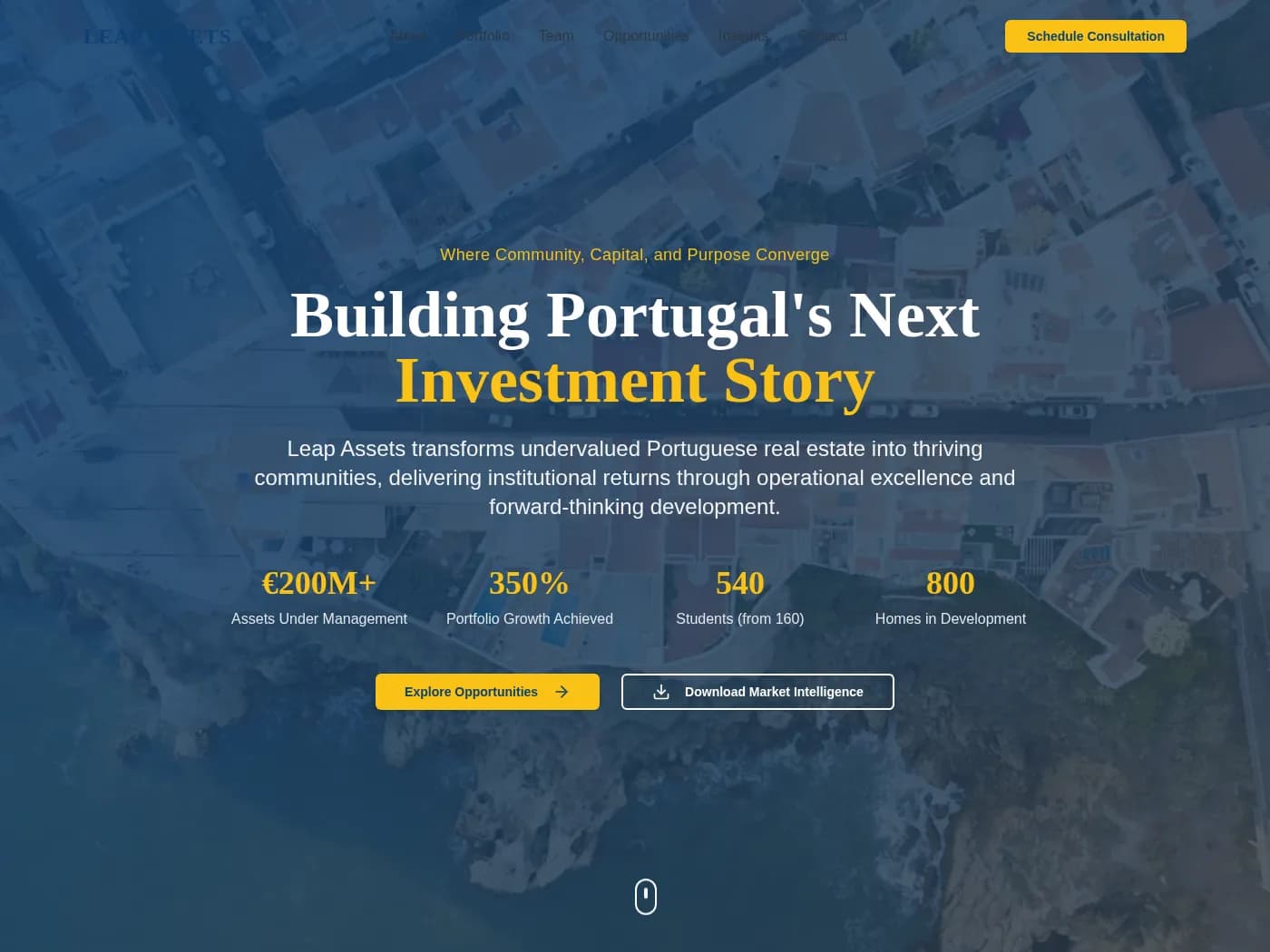 Leap Assets Community-Focused Real Estate Landing Page