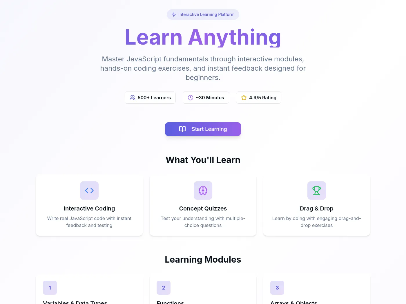 Learn Anything: Interactive Educational Modules for Hackathons