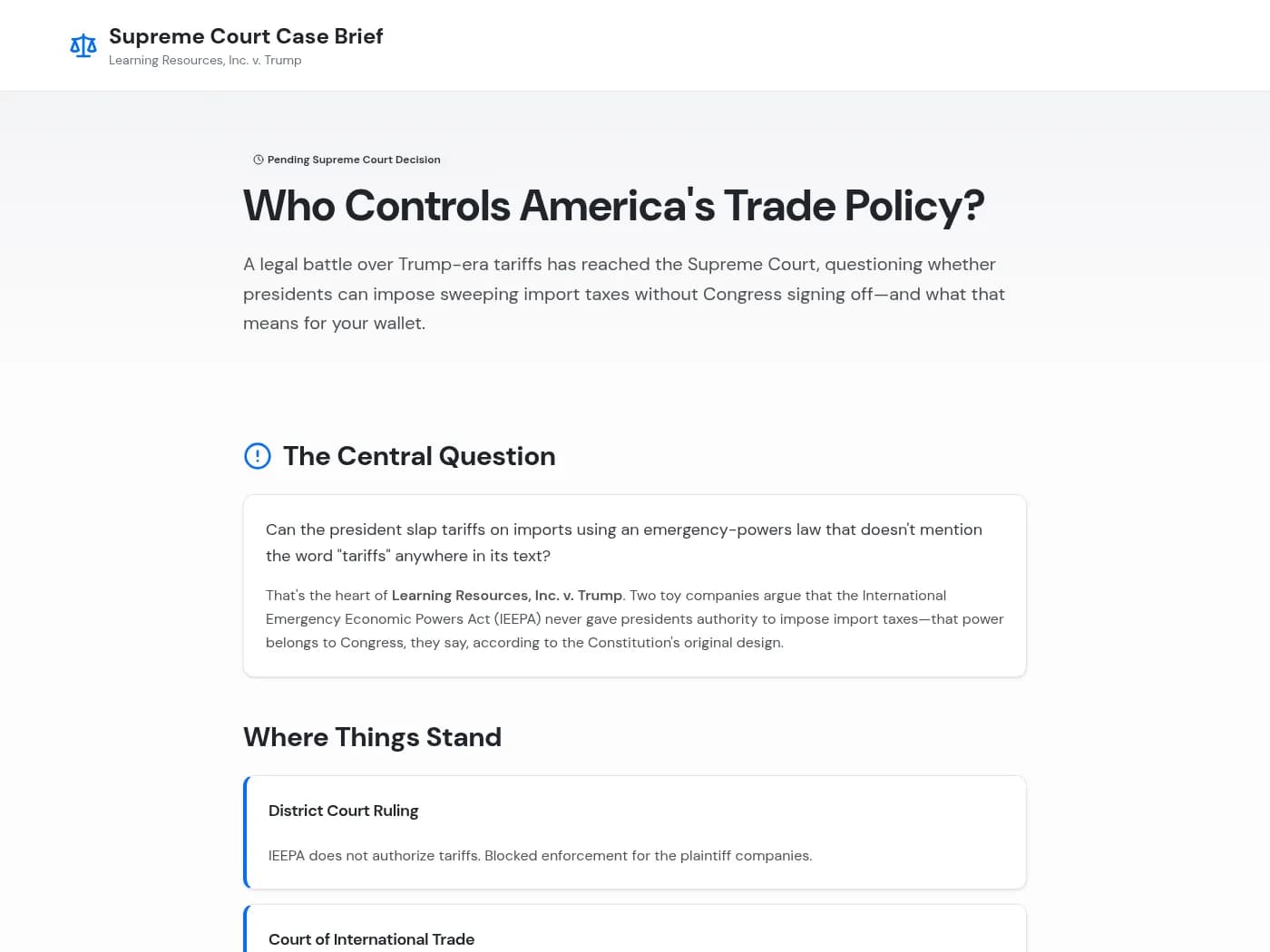 Understanding the Stakes: Learning Resources, Inc. v. Trump Tariff Case Explained