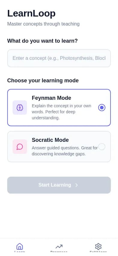 LearnLoop: Offline-First AI Learning App with Feynman & Socratic Modes
