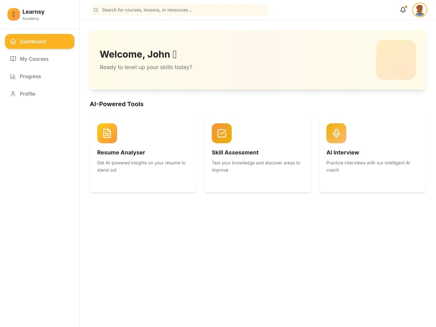 AI Learning Dashboard UI