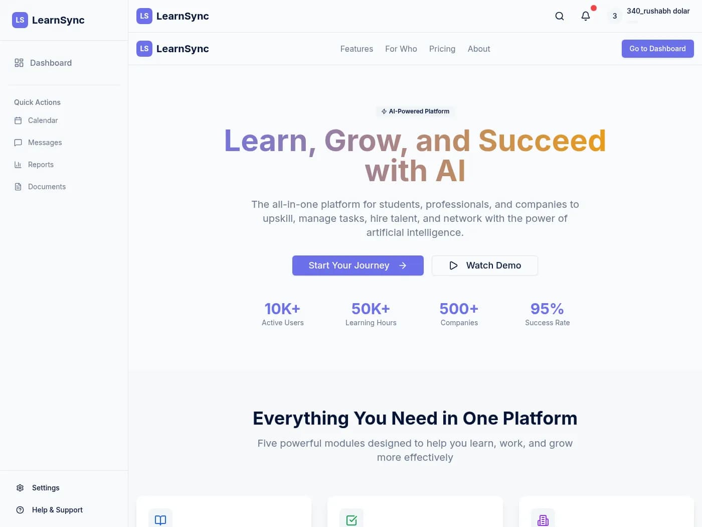 LearnSync: AI-Powered Learning, Productivity, and Company OS Platform