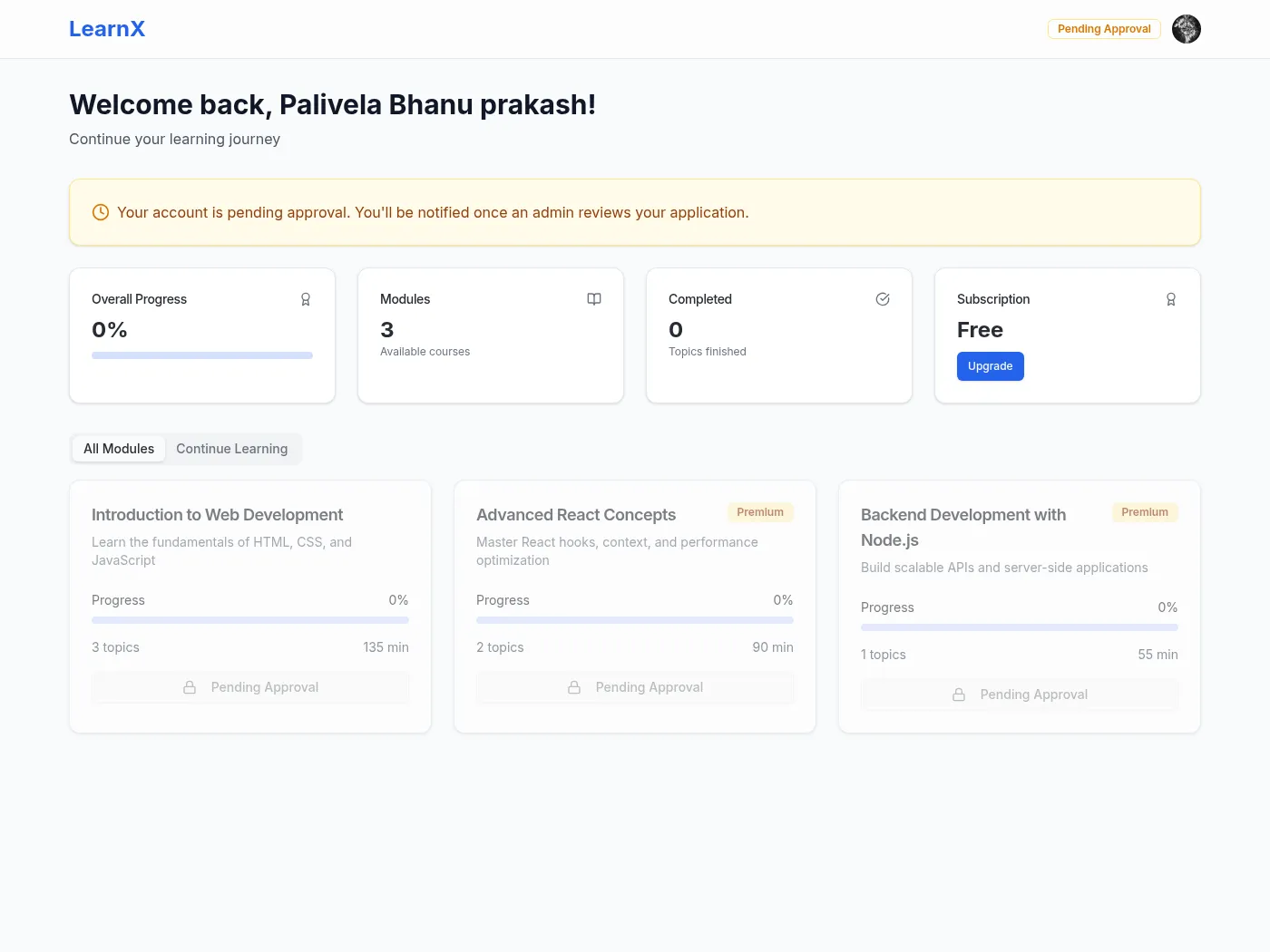 LearnX: Scalable Educational Platform with Secure Auth, Admin Approval, and Interactive Learning