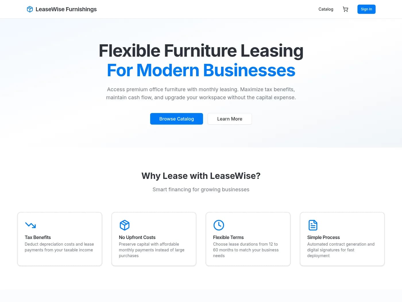 LeaseWise Furnishings - Automated B2B Furniture Leasing Platform