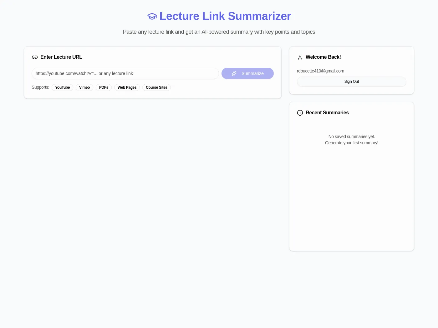 Lecture Link Summarizer