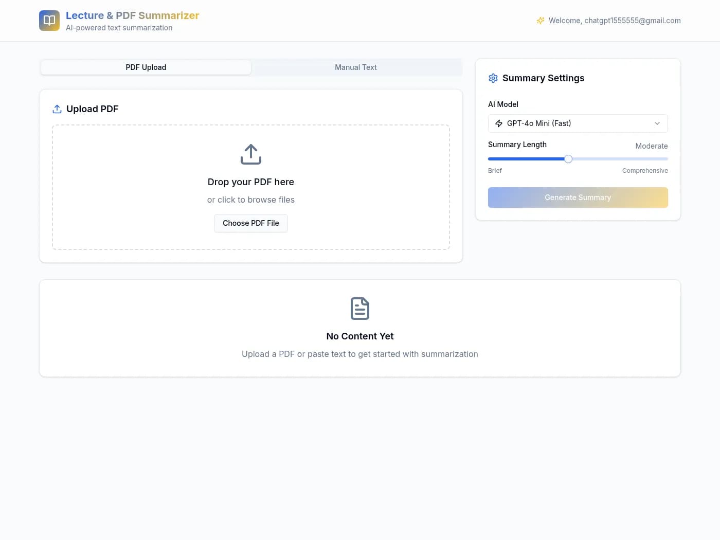 Lecture & PDF Summarizer Web App