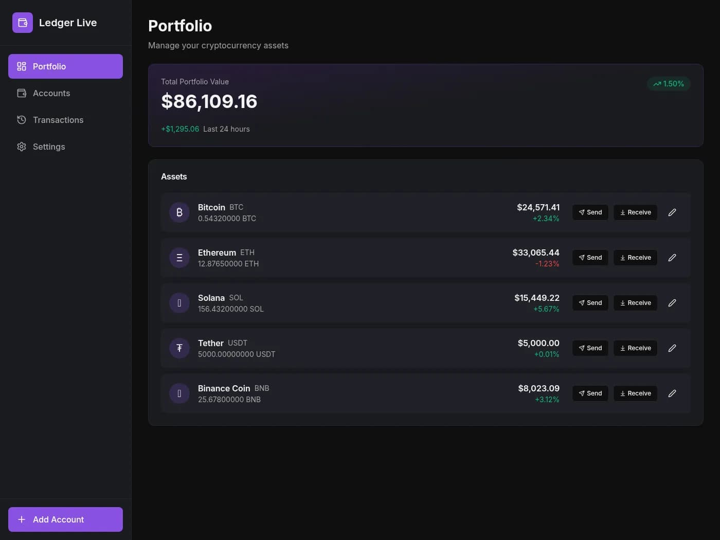 Ledger Live Clone with Editable Balance