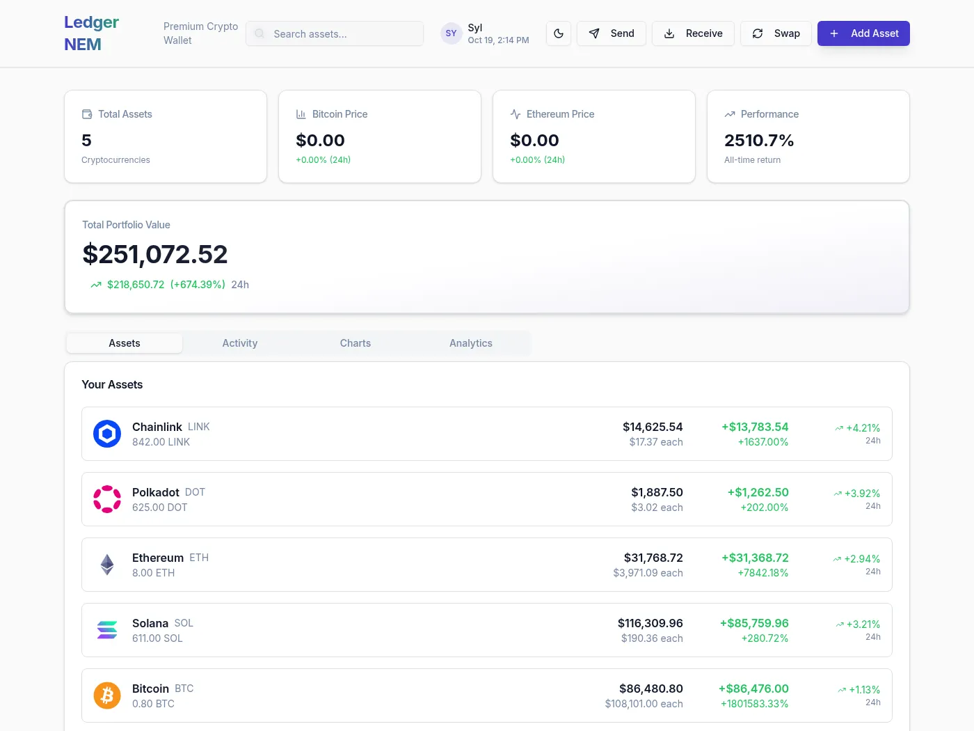 Ledger NEM: Simulated Crypto Wallet with Real Market Data