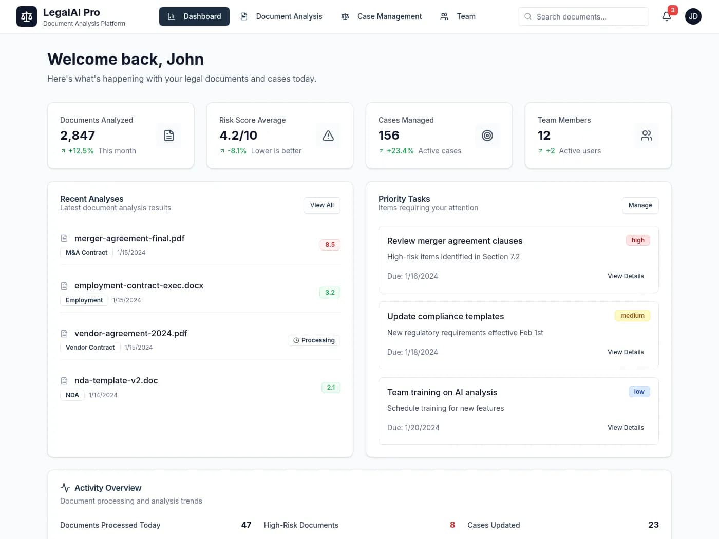 Legal AI Document Analysis Platform