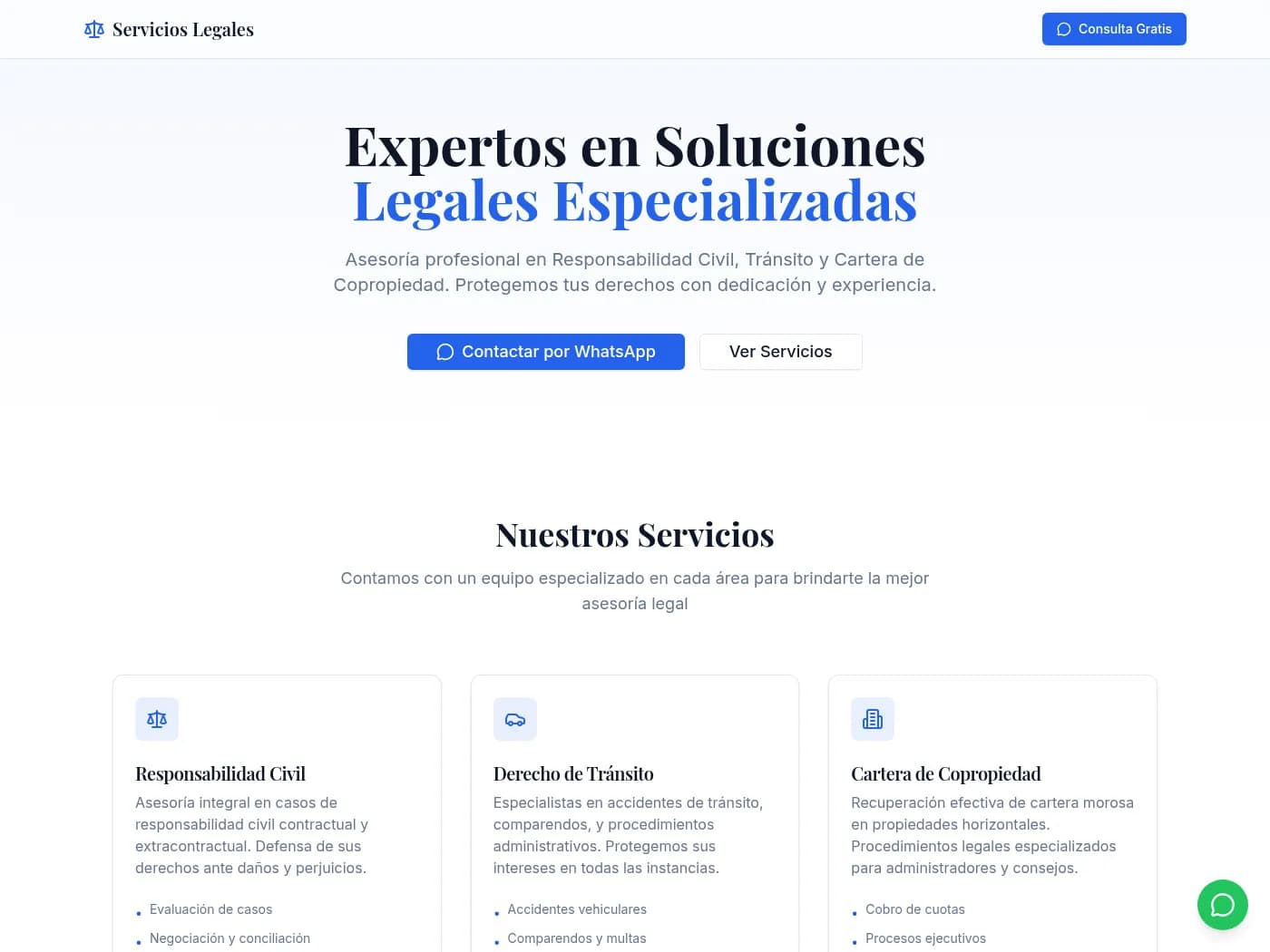 Legal Services Landing Page (Civil, Traffic, and Property Collections)