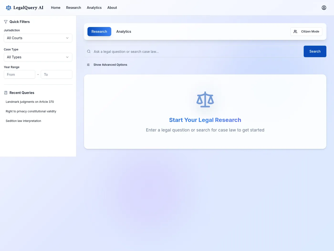 LegalQuery AI: Transparent Case Research Platform