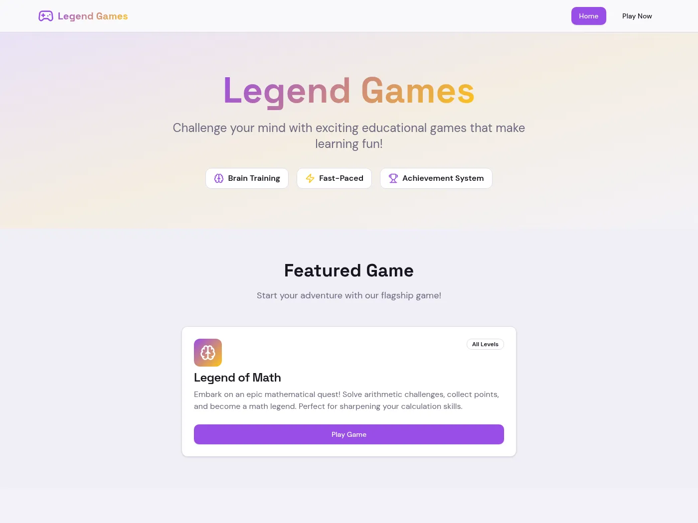 Legend of Math Games Portal