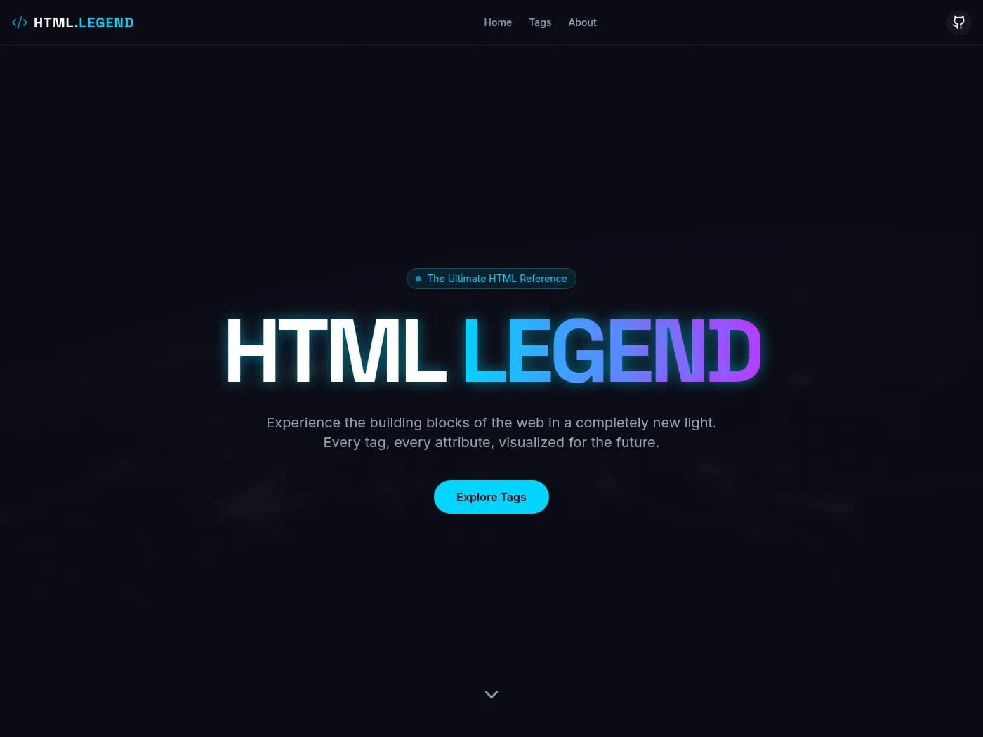 Legendary Futuristic HTML Tag Course Website