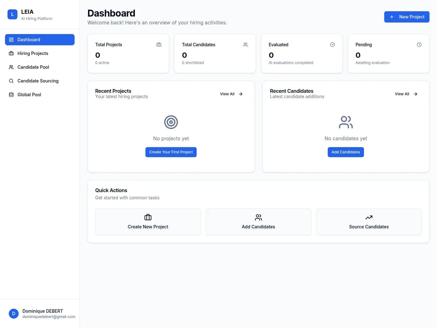LEIA – AI-Powered Hiring Project & Candidate Management MVP