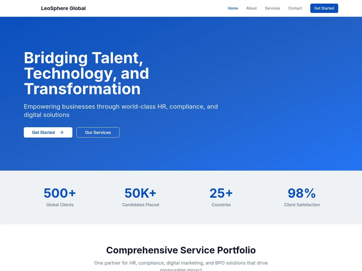 LeoSphere Global Corporate Website and Marketing Copy