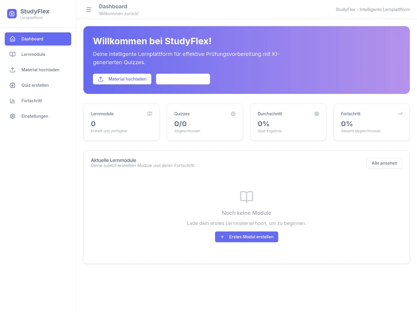 Online Lernplattform mit automatischer Quiz-Erstellung
