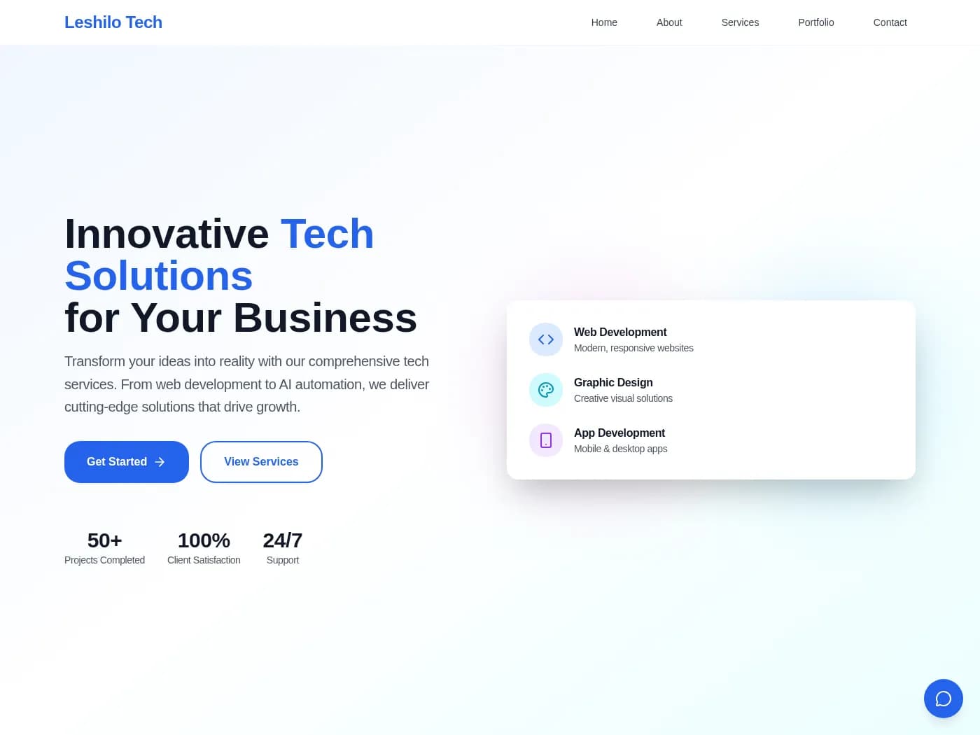 Leshilo Tech Solutions Website & Service Chatbot