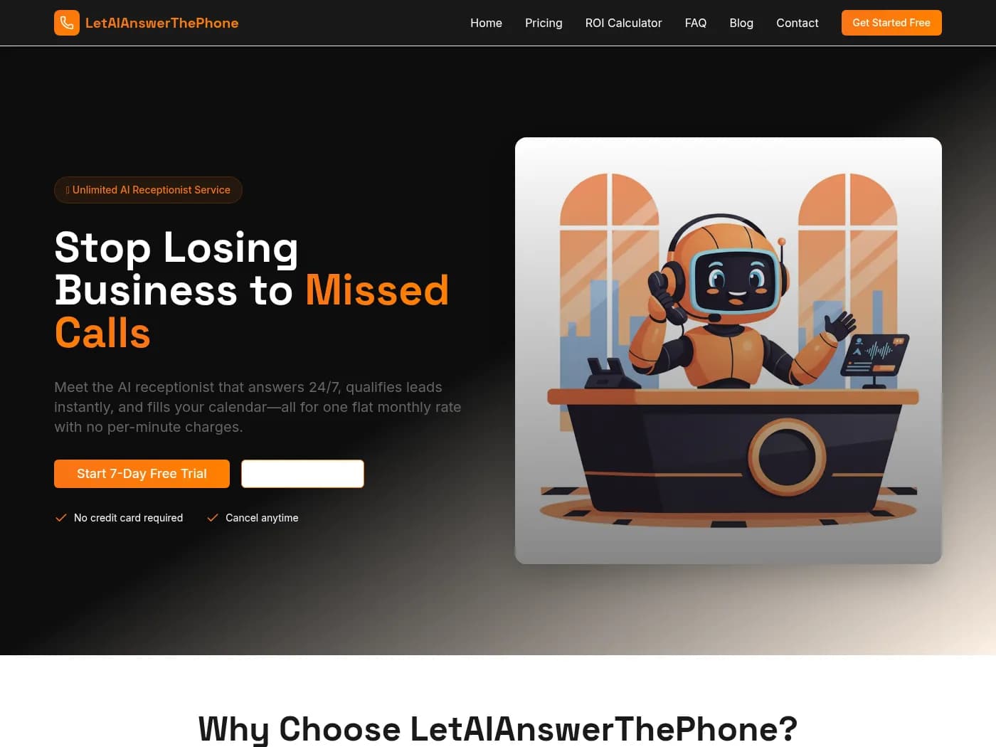 LetAIAnswerThePhone – Unlimited AI Receptionist Service Website