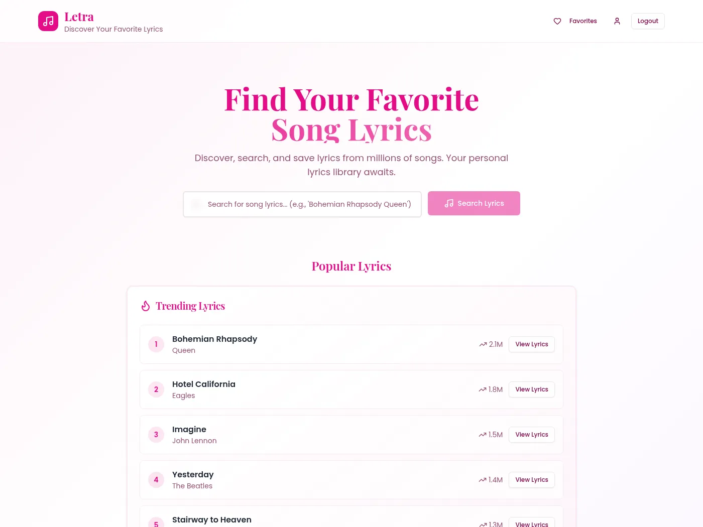 Letra: Personalized Lyrics Discovery Platform