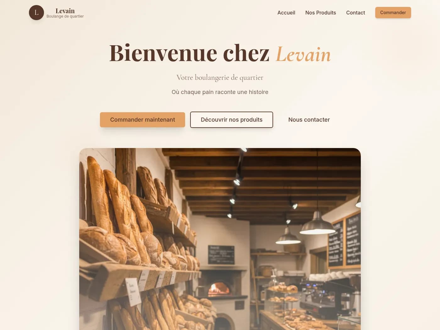 Levain – Boulange de quartier: Site web 3D immersif et artisanal tout en français