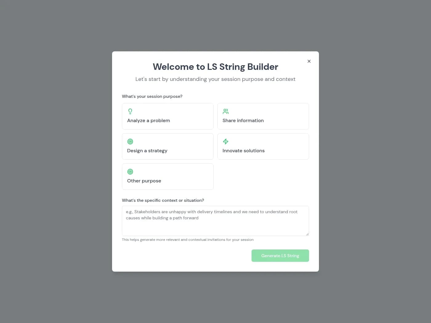 Liberating Structures String Builder Web App