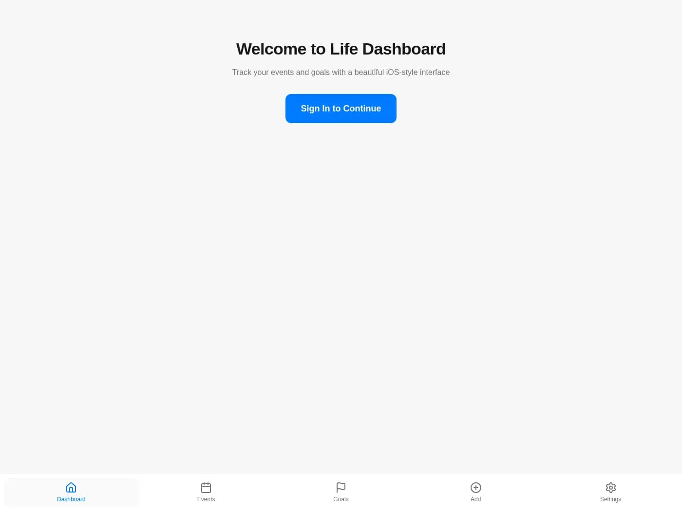 Life Dashboard: Native iOS-Style Event Countdown & Goal Tracker Web App