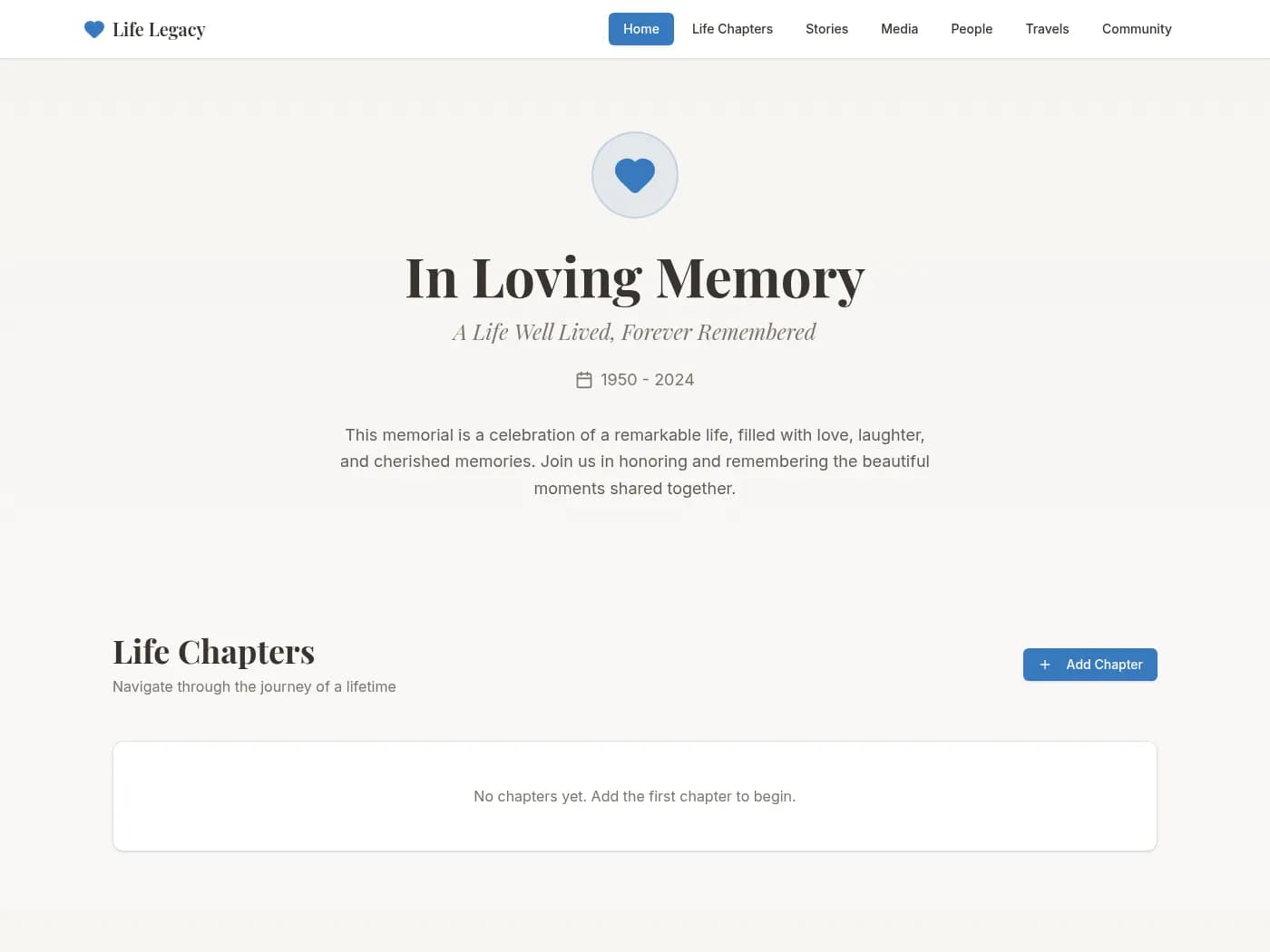 Life Legacy Interactive Memorial