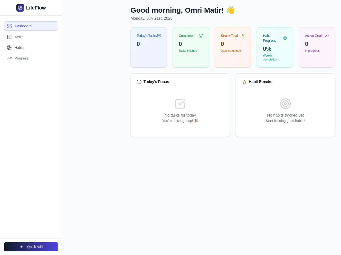 LifeFlow - Personal Task & Habit Manager
