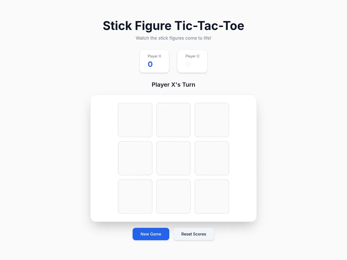Lifelike Stick Figure Tic Tac Toe