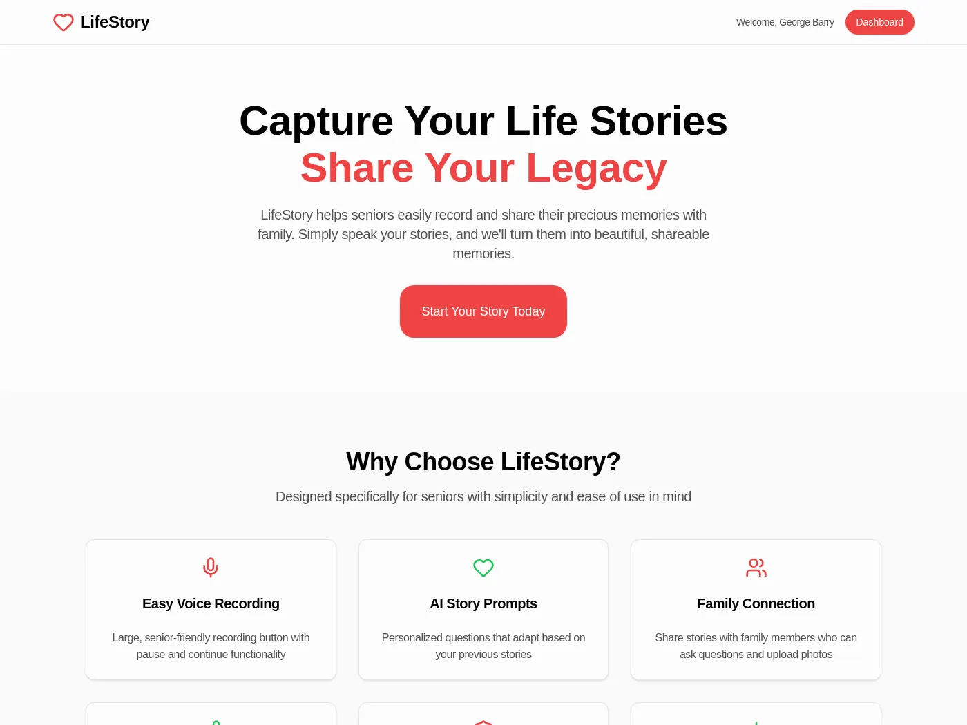 LifeStory: Senior Storytelling & Memory Sharing App