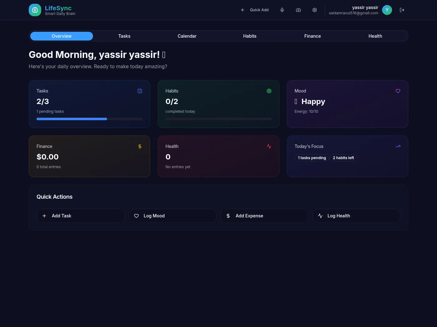 LifeSync – Unified Daily Smart Organizer