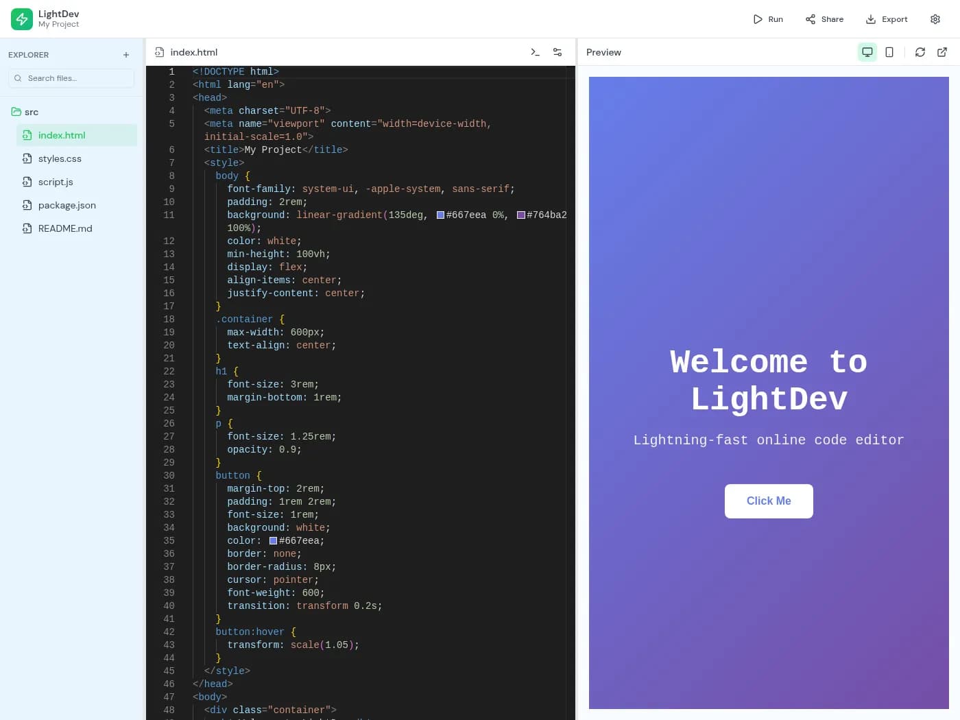 LightDev: Lightning-Fast Online Code Editor