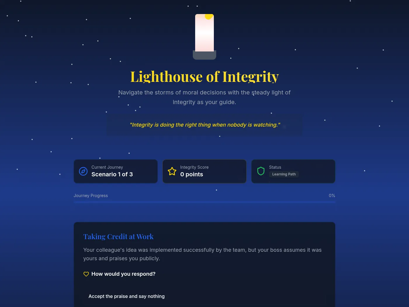 Lighthouse of Integrity: Visualizing Upholding Values Through Art