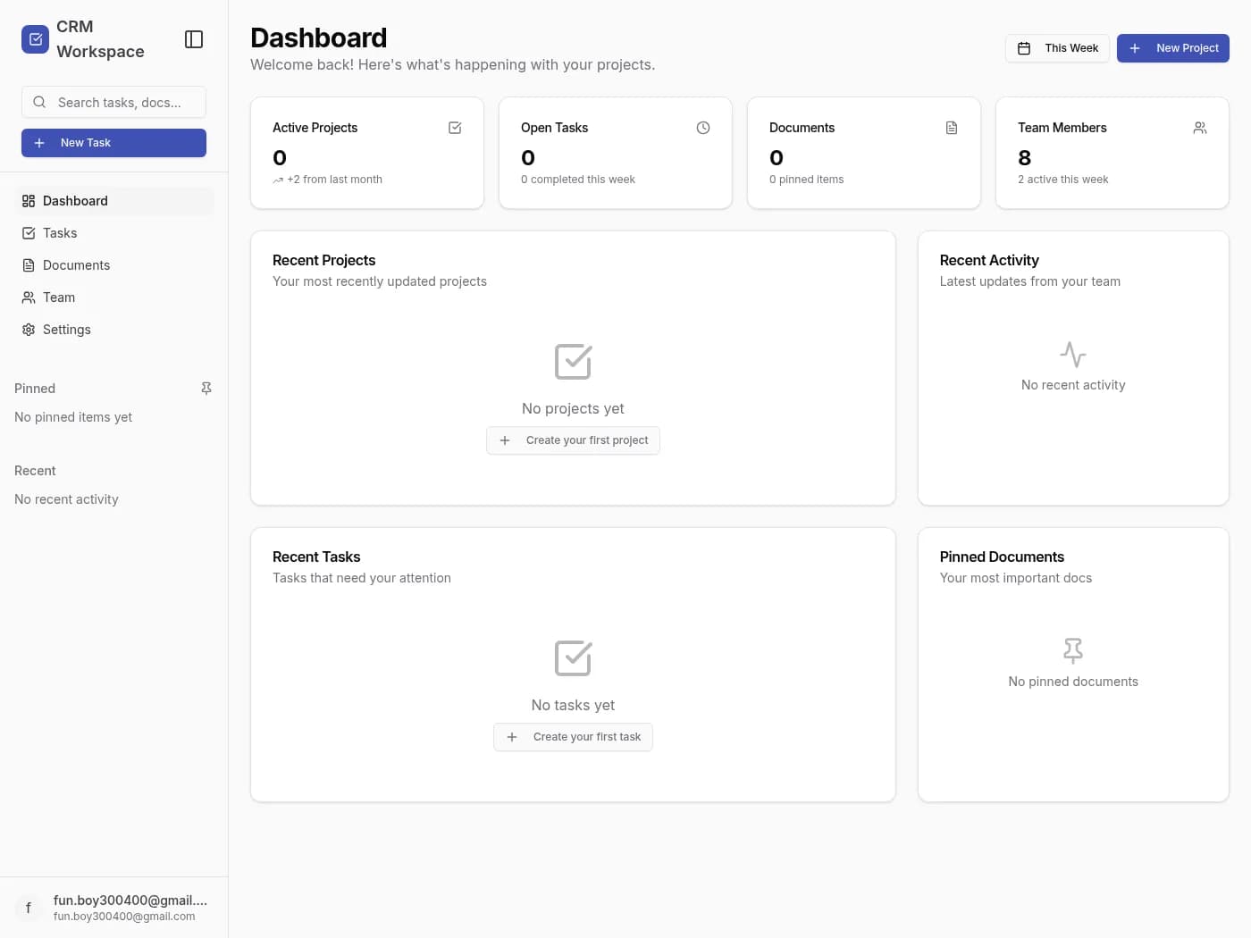 Streamlined Internal CRM Workspace for Teams