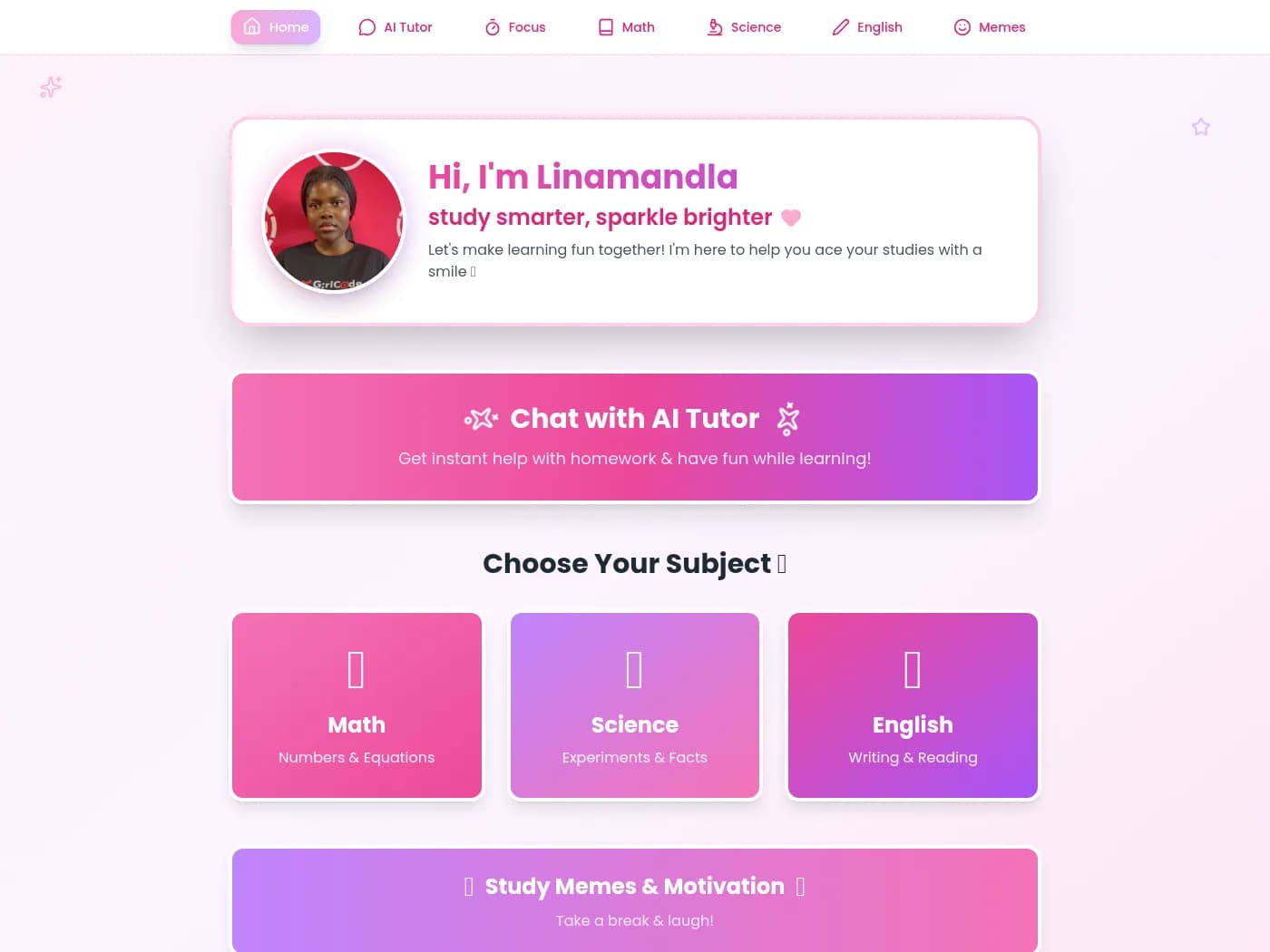 Linamandla Booi – Pink-Powered Tutoring Web App