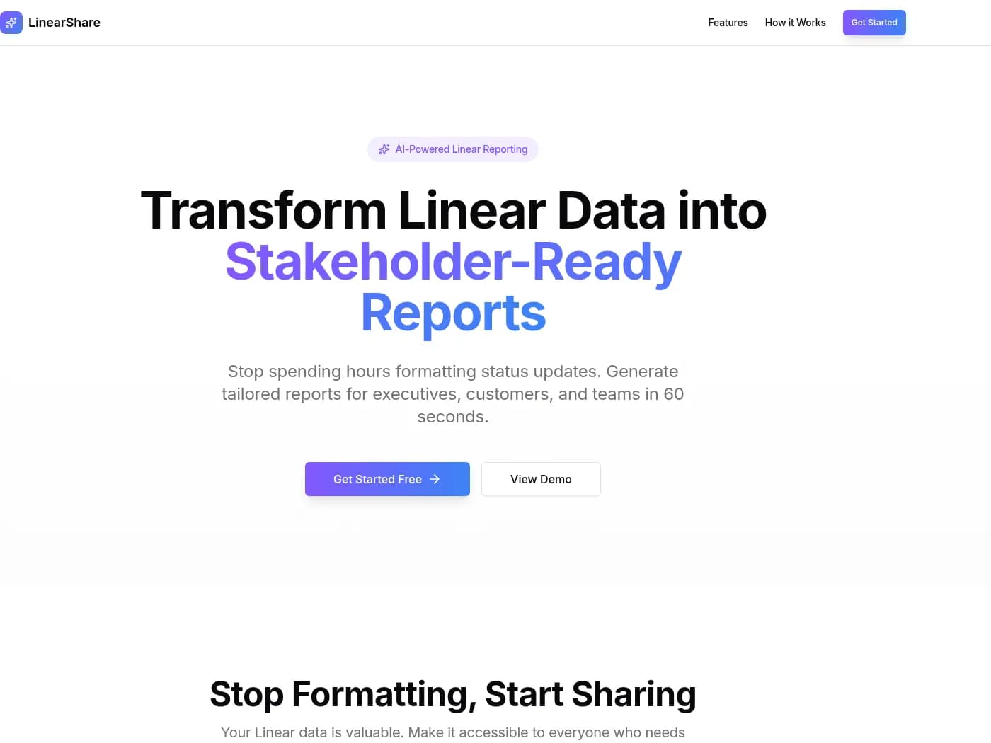 AI-Powered Linear Data Sharing & Reporting Tool