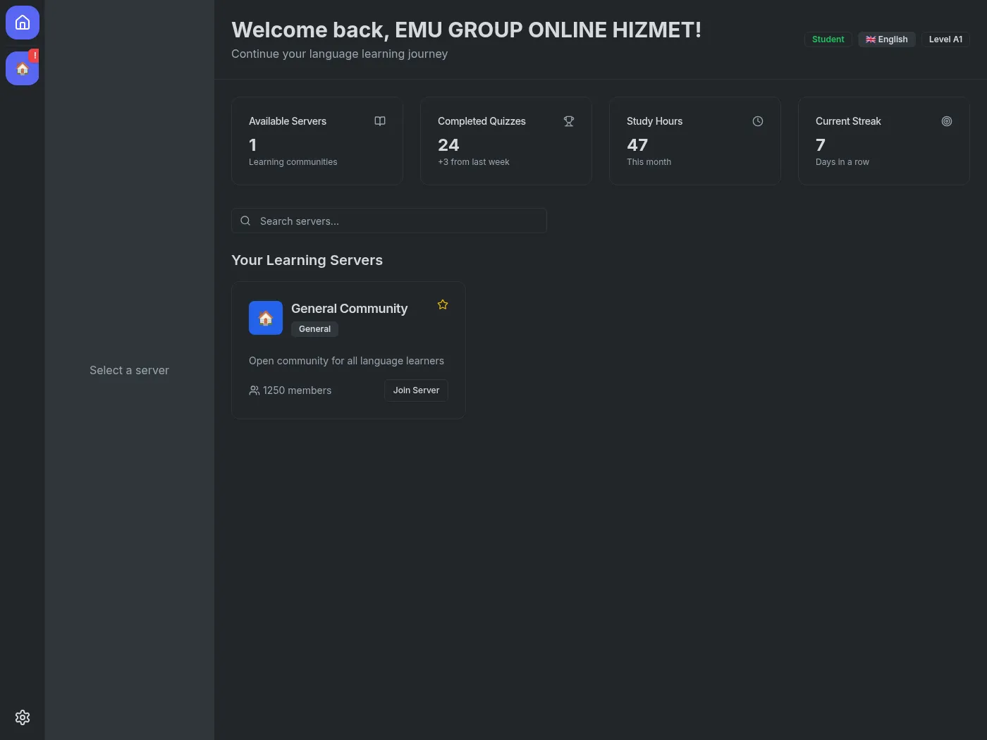 LinguaHub: Discord-Style Language Learning Platform