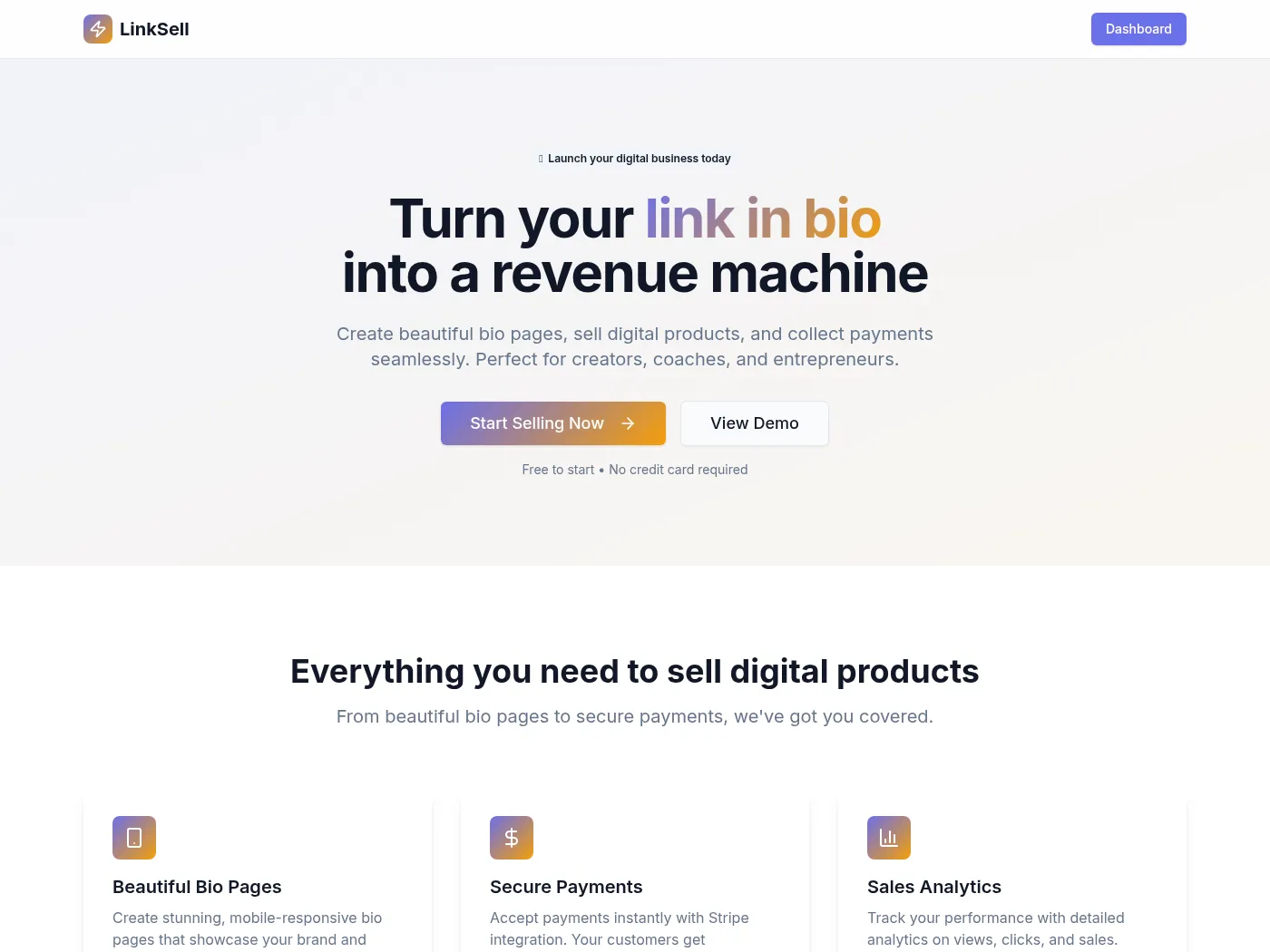 Link in Bio Digital Product Seller