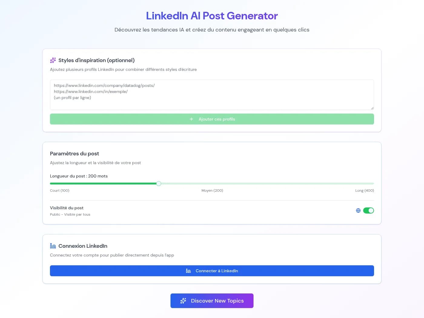 LinkedIn AI Post Inspiration Generator
