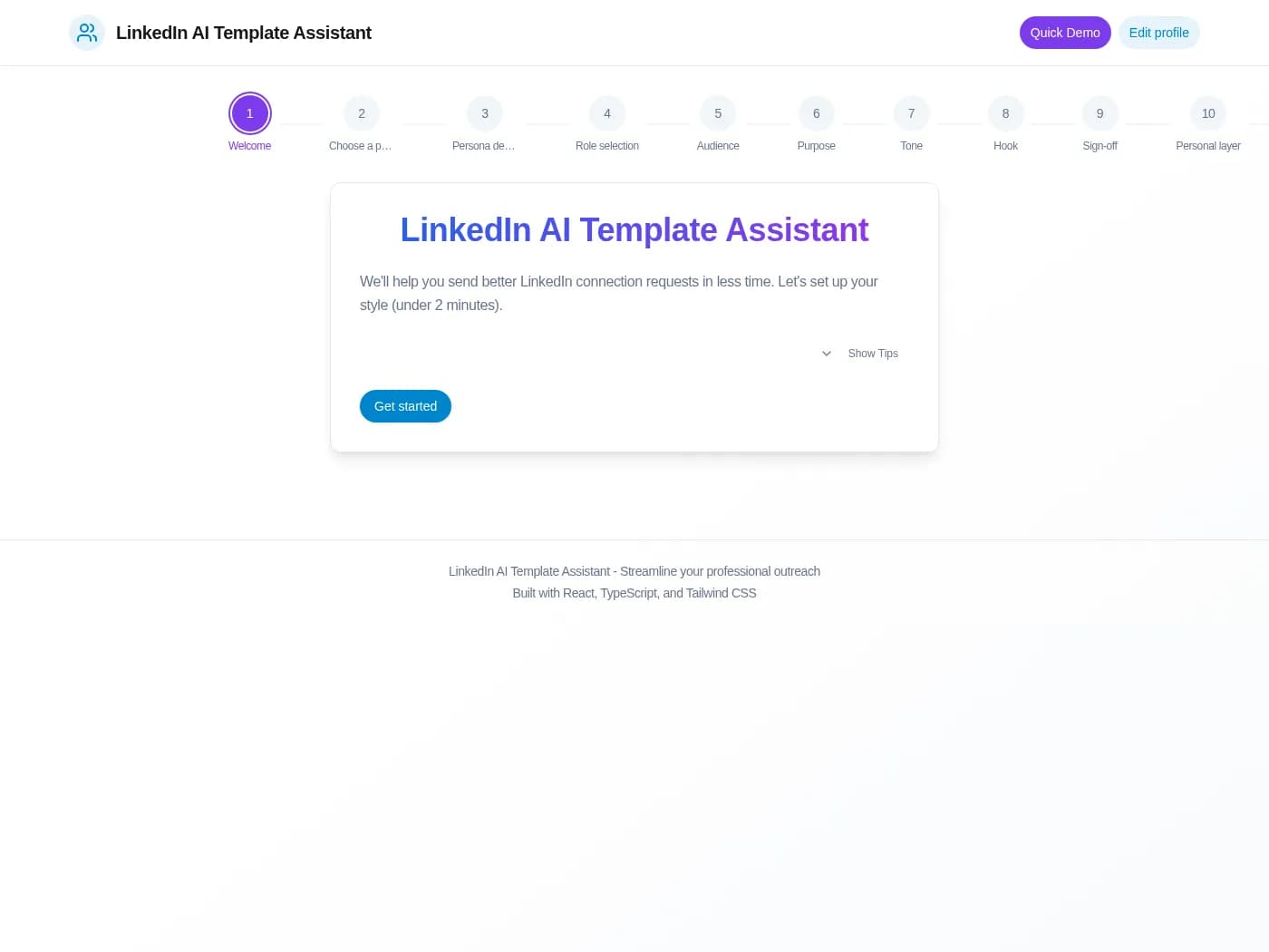 LinkedIn AI Template Assistant Onboarding MVP