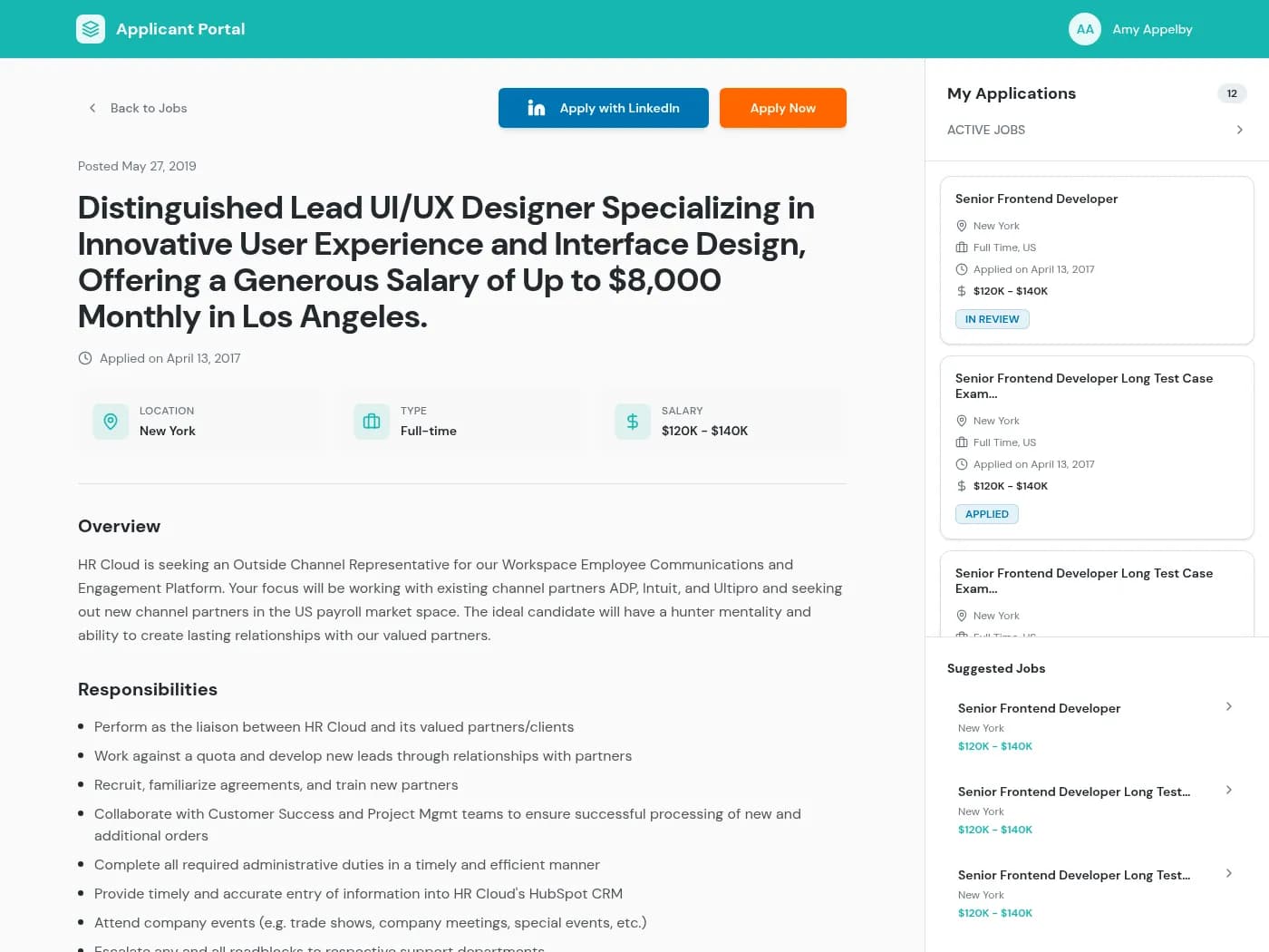 LinkedIn Apply Integration for Job Application Page