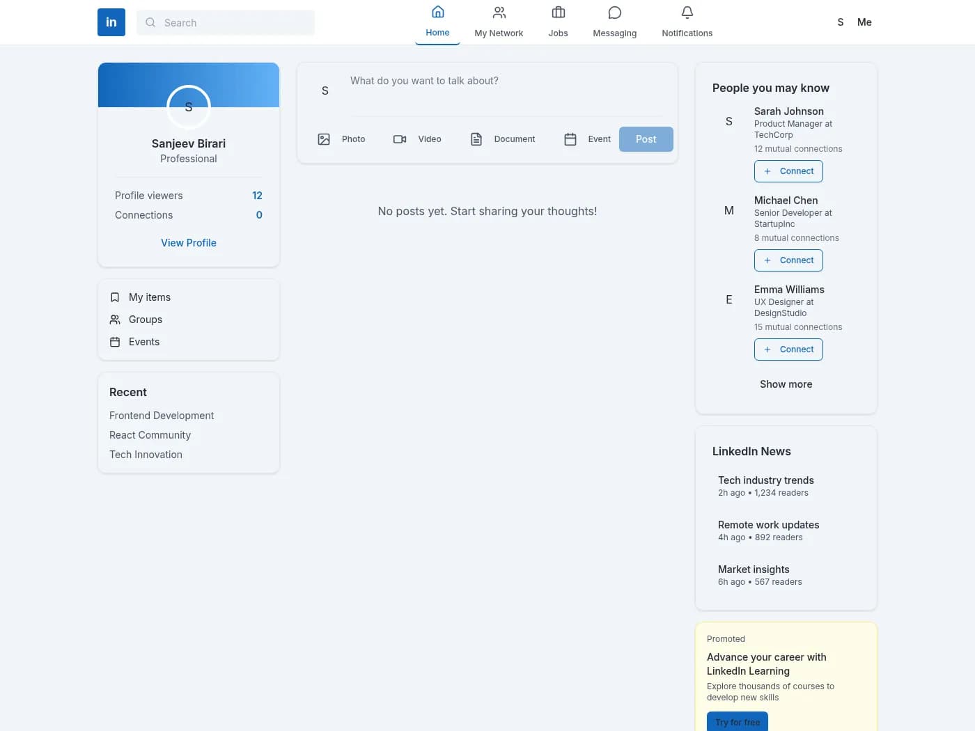 LinkedIn Clone - Professional Networking Platform
