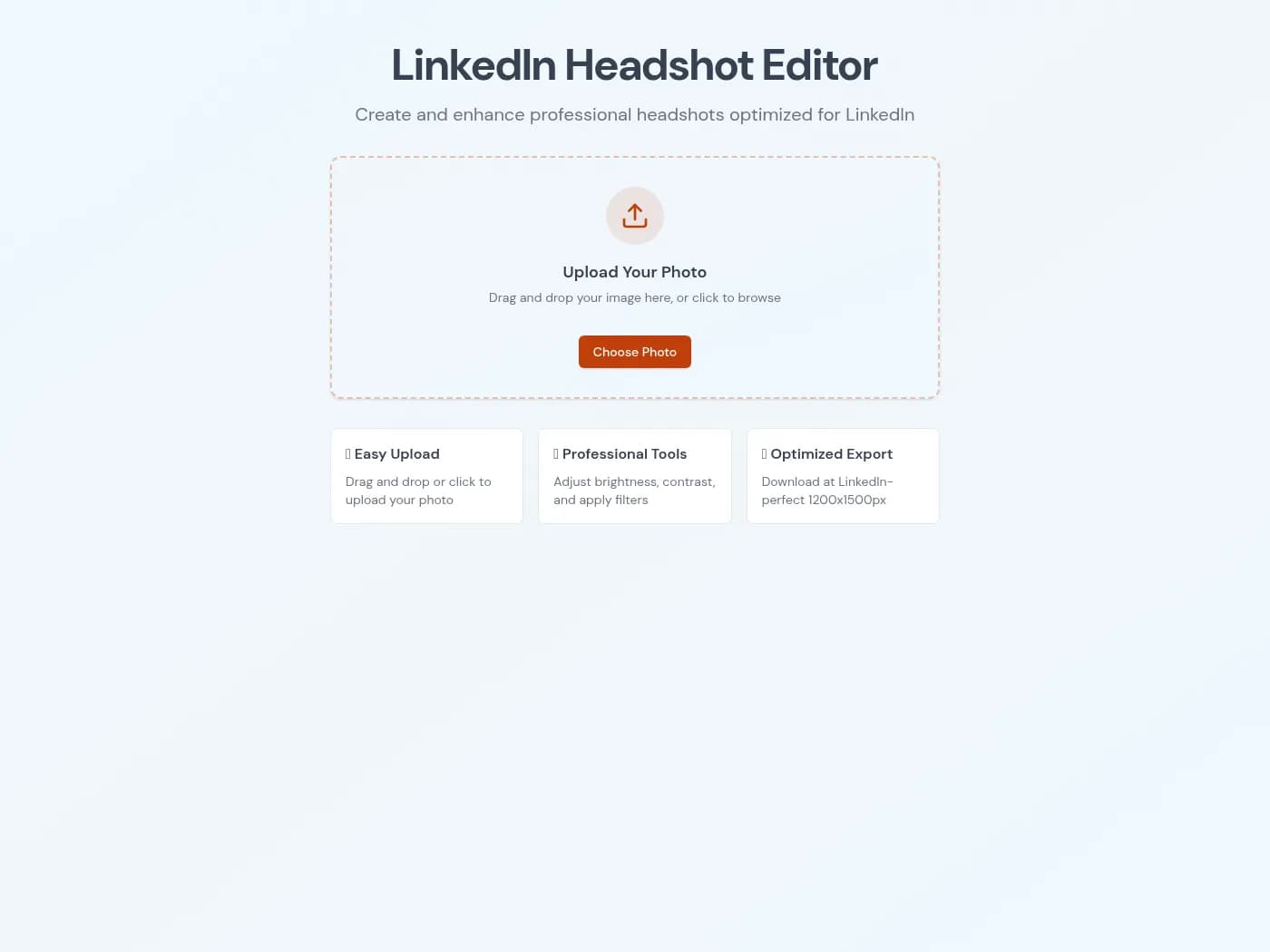 LinkedIn Headshot Photo Editor